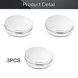 Othmro 3pcs 3.4oz Metal Round Tins Aluminum Tin Cans Containers with Screw Lid, 83 * 23mm(DxH) Silver tin cans for Salve, Spices, Lip Balm, Tea or Candies 100ml