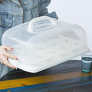 ZOAJU Rectangle Cake and Cupcake Carrier with Collapsible Handles, Portable Pie Carrier for Halloween Christmas