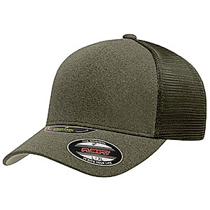 Flexfit Melange UniPanel Trucker Cap, Olive, Large/XLarge