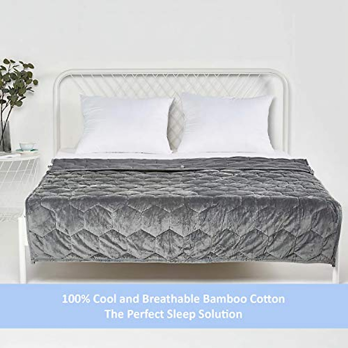 IRVINE HOME COLLECTION Bamboo Weighted Blanket, 60x80 Full/Queen/King Size 15lbs, 7 Layer Design, 100% Natural Bamboo Cotton with Premium Glass Beads, Breathable and Cooling Bamboo, Oeko-Tex Certified