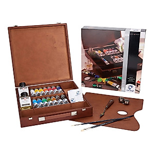 Van Gogh Oil Color Paint, 14x40ml Tubes + Accessories, Wooden Box Inspiration Set