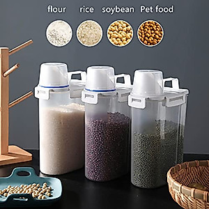 jioko 2Pack Plastic Transparent Tank, Rice Storage Barrel, Household Food Container Grain Storage Box for Oatmeal, Grain, Cereal, Pasta, Flour