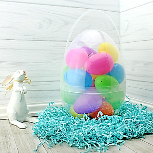 Cornucopia Brands Jumbo Plastic Easter Eggs (4-Pack, 10-Inch); Giant Clear Egg-Shaped Buckets w/Handles