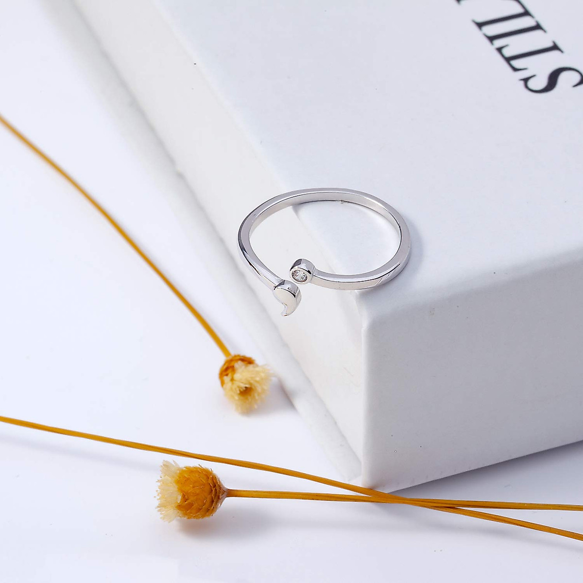 VIKI LYNN Semicolon Rings 925 Sterling Silver CZ Adjustable Open Jewelry for Women