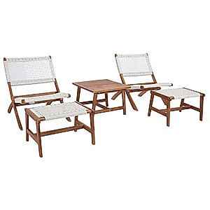 SAFAVIEH Outdoor Collection Casella Natural/White Woven 5-Piece Patio Set