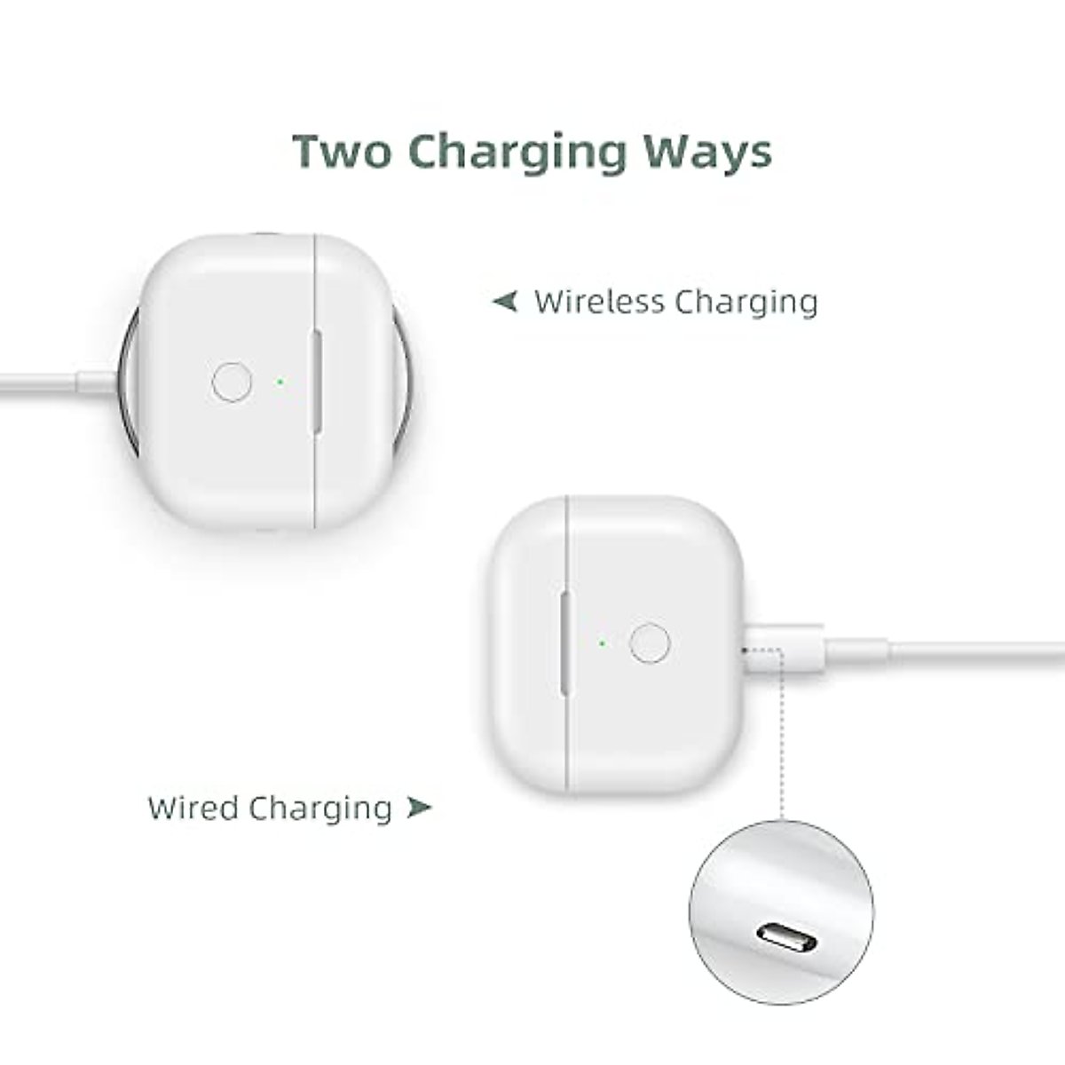 Jinstyles Upgraded Wireless Charging Case Compatible with 3rd Generation, Case Replacement Compatible for 3rd Generation, Wireless Charger Case Air Pods 3 with Bluetooth Pairing Sync Button, White