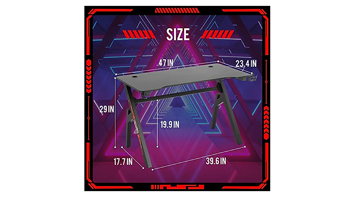 Ergonomic Gaming Desk - Modern Red 47in Workstation