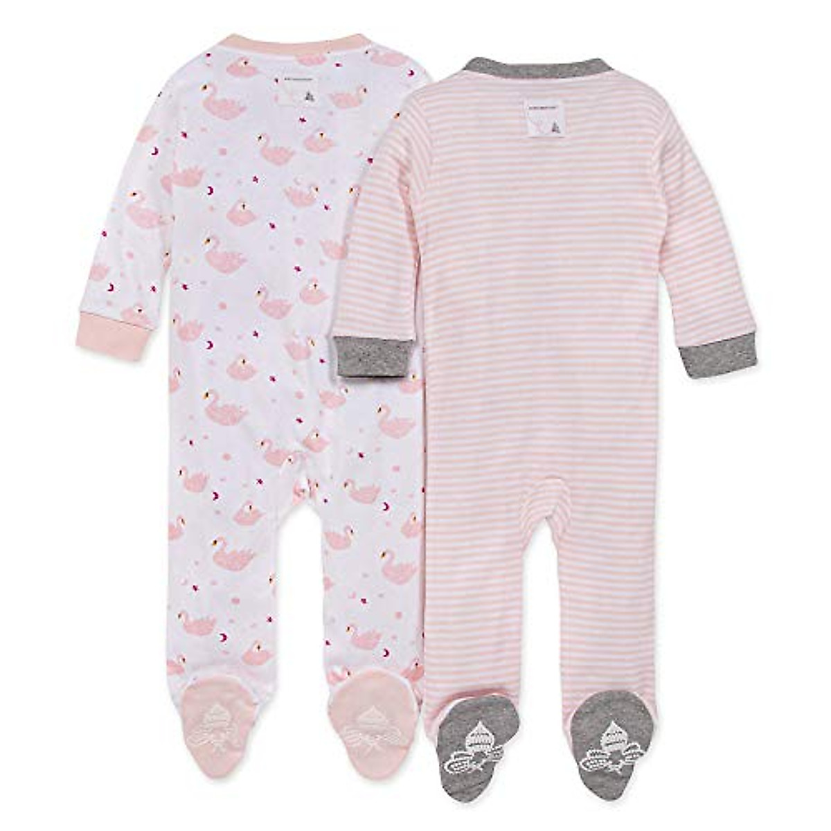 Burt's Bees Baby baby girls Ly28090-dwn-6m and Toddler Sleepers, Graceful Swans 2-pk, 6 Months US