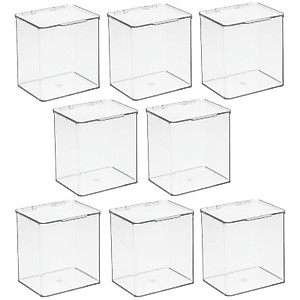mDesign Plastic Playroom and Gaming Storage Organizer Box Containers with Hinged Lid for Shelves or Cubbies, Holds Small Toys, Building Blocks, Puzzles, Markers, Controllers, or Crayons, 8 Pack, Clear