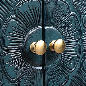 LALUZ Carved Accent Storage Cabinet Floor Cabinet for Bedroom Living Room, Oak Finish 30 Inch