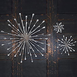 TRIPAR Small 7" DIA Silver Starburst Wall Decor Art - Made with Clear Acrylic Beads, Sparkly Metal Wall Decal Burst, Easy Mount