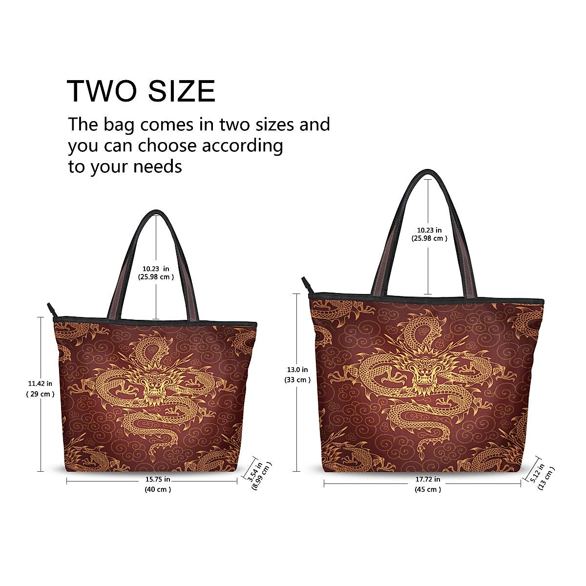 QMXO Chinese Animal Dragons Handbags and Purse for Women Tote Bag Large Capacity Top Handle Shopper Shoulder Bag