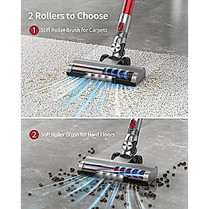 BuTure Cordless Vacuum Cleaner, Powerful Stick Vacuum with 380W 30KPa, 35min Runtime Lightweight Vacuum Cleaners with Telescopic Tube and Detachable Battery Handheld Vacuum for Carpet/Floor/Pet/Stair