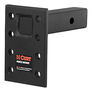 CURT 48328 Adjustable Pintle Mount for 2-Inch Hitch Receiver, 15,000 lbs, 6-1/2-Inch Drop, 6-Inch Length, Carbide Black Powder Coat
