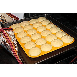 CHYIR 24 Non-stick Silicone Molds DIY Mini Muffin Pan Silicone Cupcake Baking Cups for Muffin Tins 2Pcs (red) …