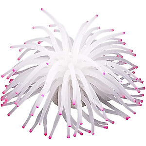 Mallofusa Artificial Aquarium Fish Tank Decoration Silicone Sea Anemone Artificial Fish Tank Ornament Decoration (White)