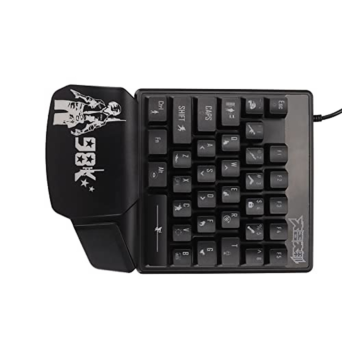 Jopwkuin Mini Gaming Keyboard, LED Glowing 35 Keys ABS Material One Handed Keyboard for Esports Game for Computer