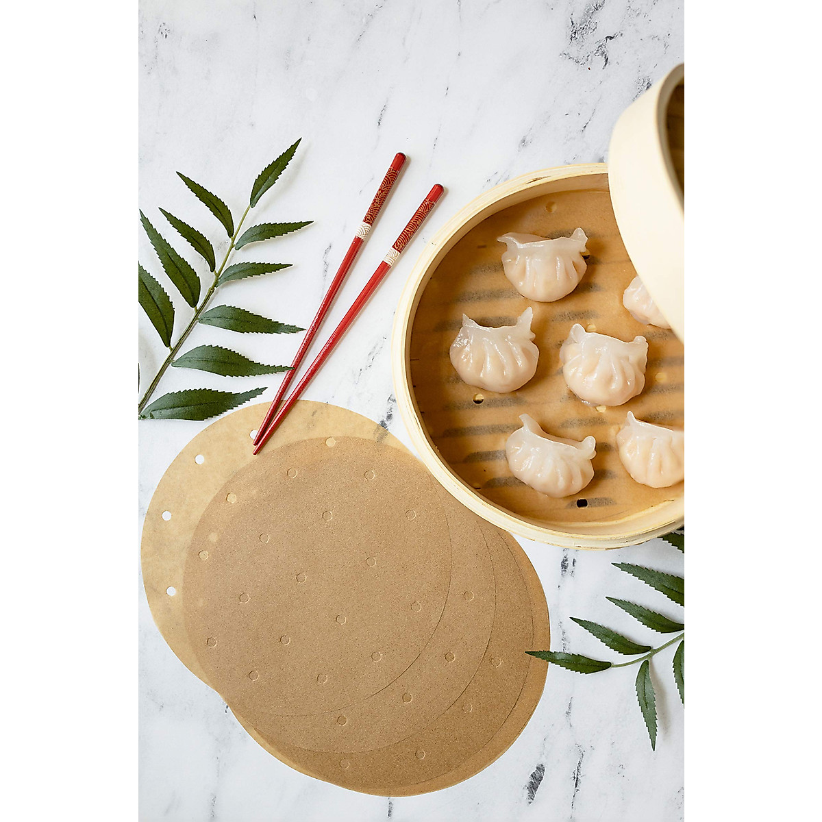 KITCHENATICS Round Unbleached Air Fryer Liners Disposable, Parchment Paper Air Fryer Liner, Oil-Proof, Water-Proof, Paper Liners for Air fryer Basket, Baking, Oven, Microwave, Steamer 8 Inch 150 Pcs