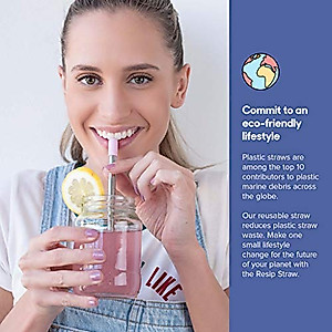 Flyby Portable Reusable Drinking Straws | Collapsible & Foldable Telescopic Stainless Steel Metal Straw Dispenser | Final Aluminum Case, Long Cleaning Brush, Silicone Tip | Pink & Purple | 1-Pack