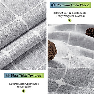 Boho Long Shower Curtain, 72x78 Inches Long Linen Thick Fabric Shower Curtain with Tassels,Tall Modern Farmhouse Neutral Textured Cloth Shower Curtains for Bathroom, Water Repellent, 72x78, Gray/Grey