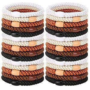 FORENEE Hair Ties No Damage - 30PCS Ponytail Holders - Elastic Hair Ties for Thick Hair - Braided Hair Bands for Women Girls's Hair - Black (Mix)
