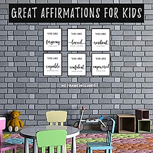 Inspirational Wall Art, Motivational Wall Art, Office Wall Decor, Wall Art For Bedroom and Living Room, Quotes Wall Art, Home Office Decor, Daily Positive Affirmations Posters (Set of 6, 8X10in Unframed)