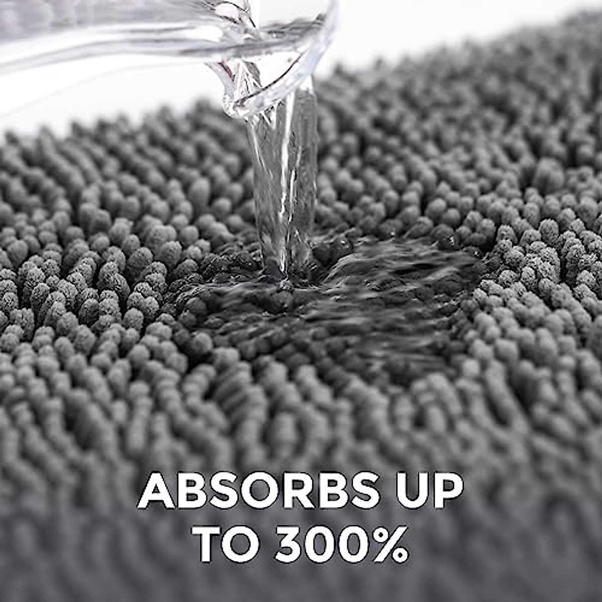 HOME GENIE Muddy Dog Machine-Washable Absorbent Soft Chenille Indoor-Doormat, Rubber Backing, Quick Dry Microfiber Mat, Entryway Front Door Mat, Home Entrance Welcome Doormats, 30x20, Stone Black Paw