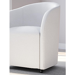 Signature Design by Ashley Korestone Contemporary Upholstered Home Office Desk Chair with Casters, White