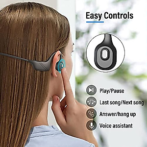 MONODEAL Bone Conduction Headphones with Mic, Bluetooth 5.3 Open Ear Headphones with Noise-Canceling Boom Microphone, Wireless Headset Waterproof Earphones for Work, Driving, Home Office Commercial