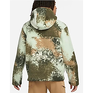 Nike Sportswear Sport Essentials+ Men's 1/2-Zip Sherpa Hoodie, Light Green Spark/Brown Basalt/Brown, MEDIUM