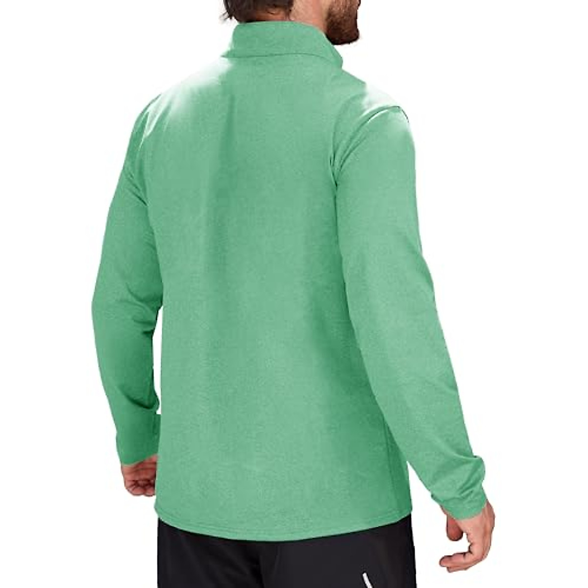 MAGCOMSEN Men's Quarter Zip Pullover Golf Long Sleeve Shirt Workout Training Shirts Exercise Sweatshirts Mint Green,XL