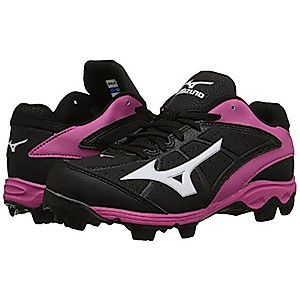 Mizuno 9 Spike ADV YTH FINCH FRHSE6 BP Youth Girls Molded Cleat (Little Kid/Big Kid), Black/Pink, 4.5 M US Big Kid
