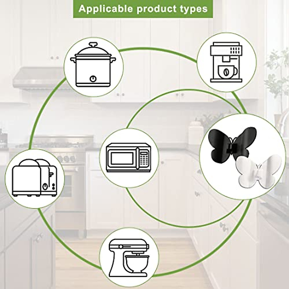 Follus 8 Packs Cord Organizer, Tidy Cord Holder Cable Organizer, Self-Adhesive Wire Storage Holder Suitable for Kitchen Appliances, Air Fryers, Toasters, Blenders, Coffee Makers（Black & White）