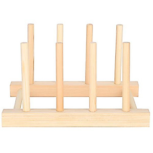 Garosa 3pcs Wooden Dish Rack Plate Rack Stand Pot Lid Holder, Kitchen Cabinet Organizer for Bowl, Cup, Cutting Board, Pot Lid