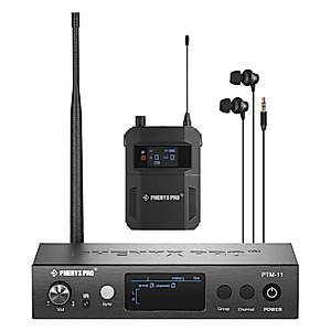 Phenyx Pro UHF Mono Wireless in-Ear Monitor System, Metal Wireless IEM System, Bodypack Receiver, 50 Adjustable Frequencies, Separate Outputs, 164ft Operation, Suitable for Band and Studio (PTM-11)