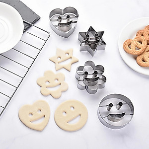 Duofan Cookie Cutters Stainless Steel Baking Set Biscuit Molds for Baking Metal Kitchen Baking Modeling Tools 4 Pieces (Smiling face)