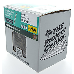 Hillman 48272 8 X 1-3/4-Inch Flat Head Square Drive Deck Screw, Brown, 500-Pack,Ceramic