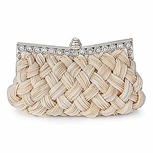Kami-jia Weaving Diamante Crystal Prom Cocktail Party Wedding Engagement Evening Bag Purse Clutch Pouch 9.26' 1.18'