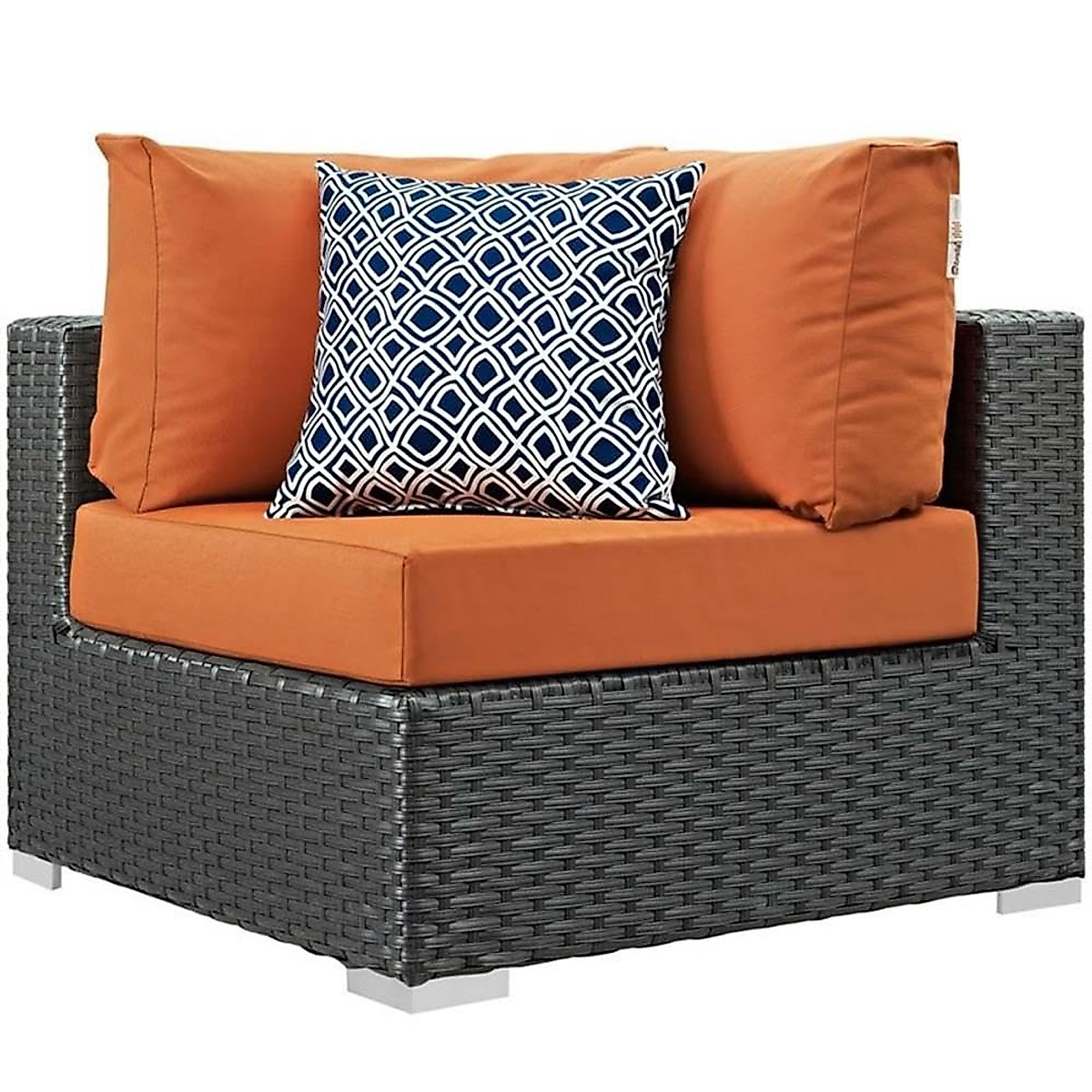 Modway EEI-2374-CHC-TUS-SET Sojourn Wicker Rattan 7 Piece Outdoor Patio Sunbrella Sectional Set, Canvas Tuscan Orange