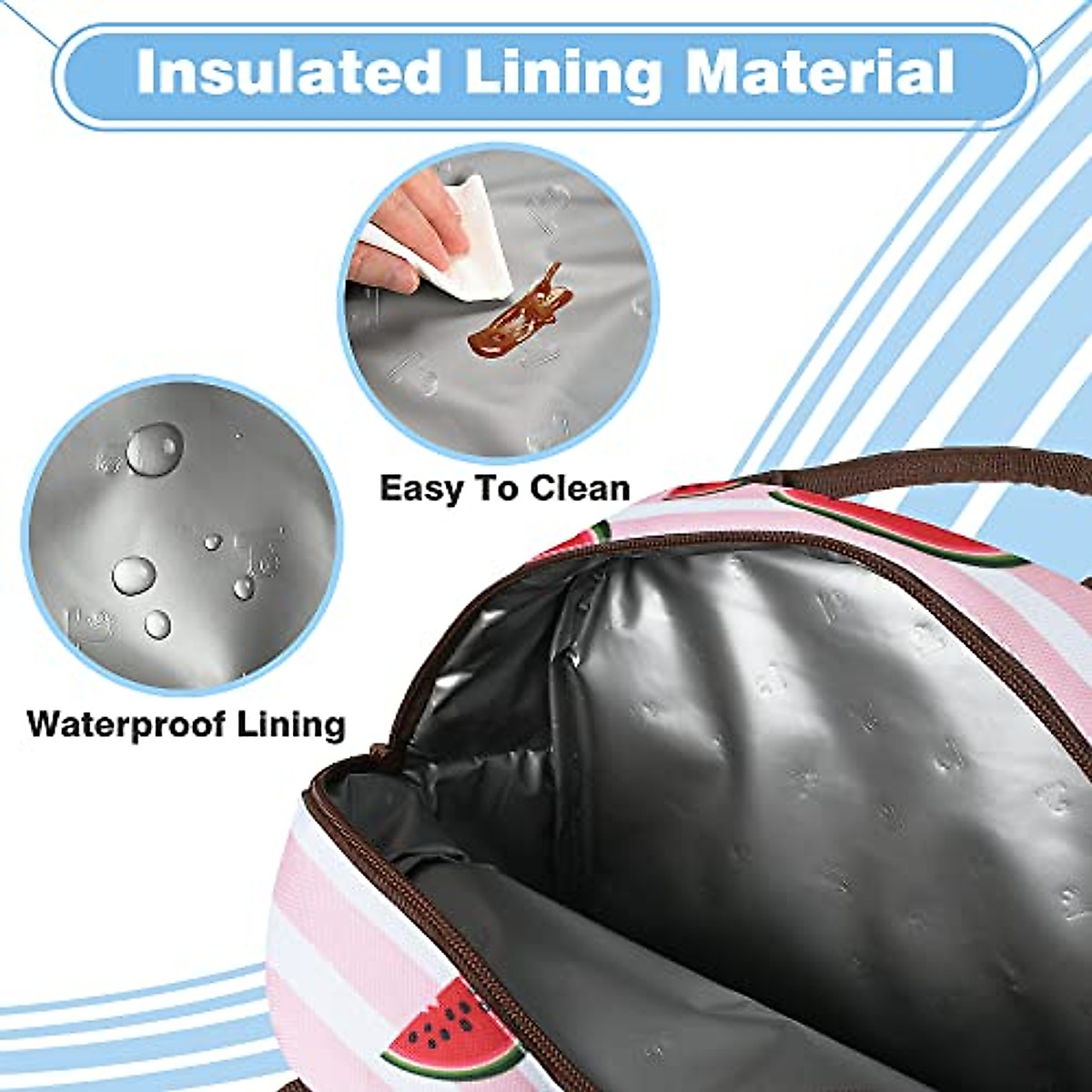 Tirrinia Lunch Bags for Women Men, Cute Insulated Lunch Tote Bag for Women, Fashionable Lunch Box for Adult, Reusable Large Cooler Lunch Bag for Working/Picnic - Pink Melon