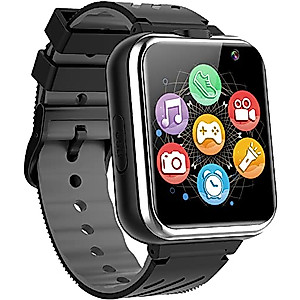 OVV Kids Game Smart Watch Boy Girl Age 3-12 with 24 Games Dual Camera 1.54" HD Screen Video Music Player Pedometer Alarm Clock Torch Calculator Student Digital Wrist Watch Electronic Learning Toys