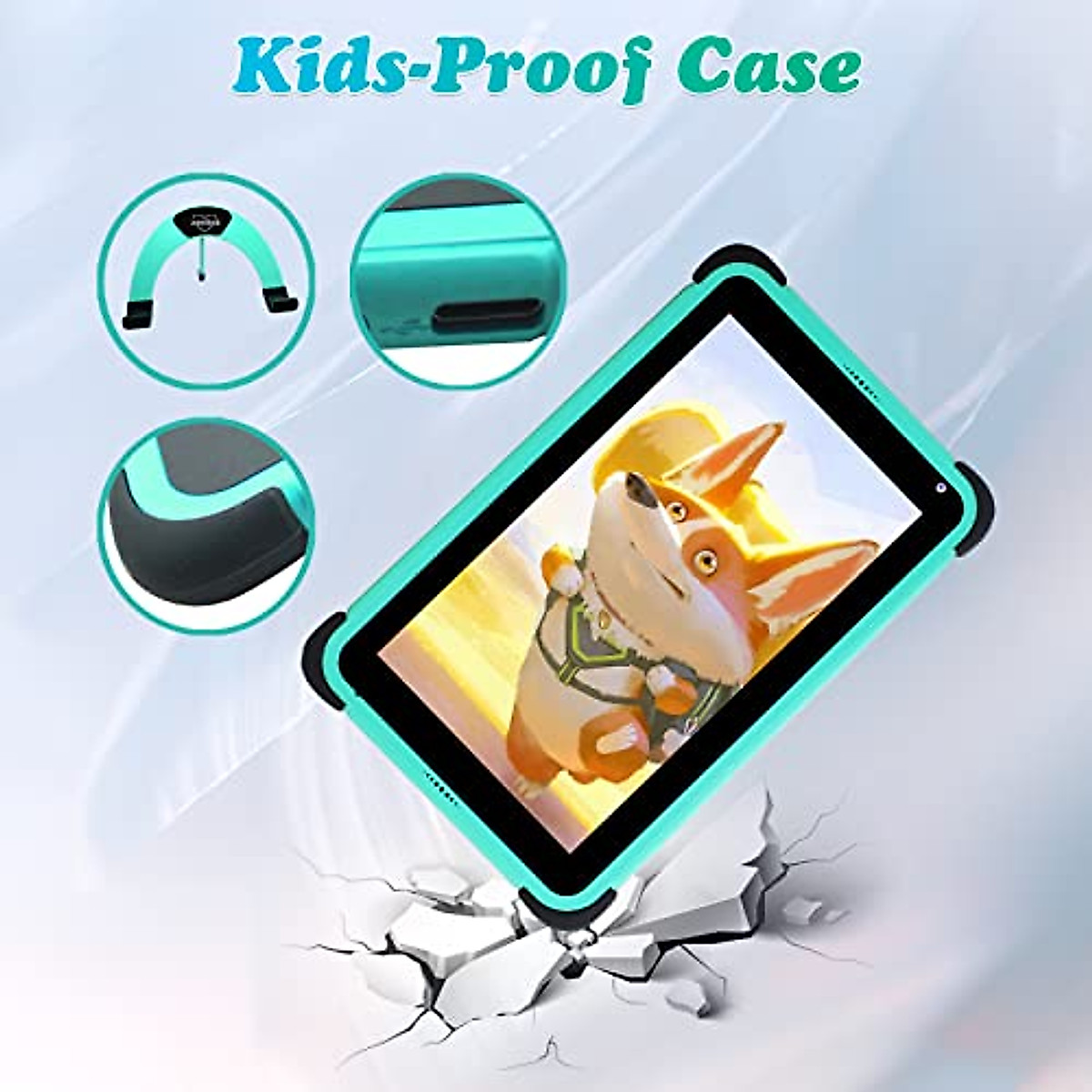 weelikeit Kids Tablet 7 inch Android 11, Learning Tablet for Children, 2GB + 32GB Toddler Tablets with YouTube, Netflix, WiFi 6, Bluetooth 5.0, Dual Camera, Shockproof Case, Stand, Stylus(Green)