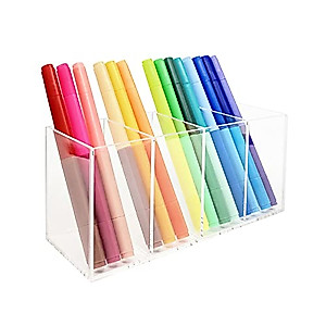Acrylic Pen Holder 4 Compartments Clear Pencil Holder Organizer Makeup Brush Holder