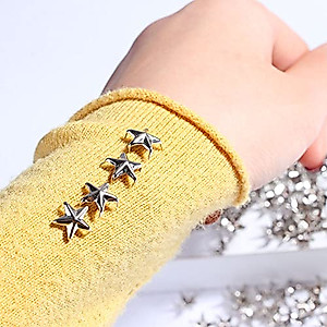 100Pcs Metal Star Shaped Rivets for Leather, Spikes Studs Rivets Studs for Leather Craft Clothing Bags Belts, Bag Shoes Clothes Bracelet Leather Craft