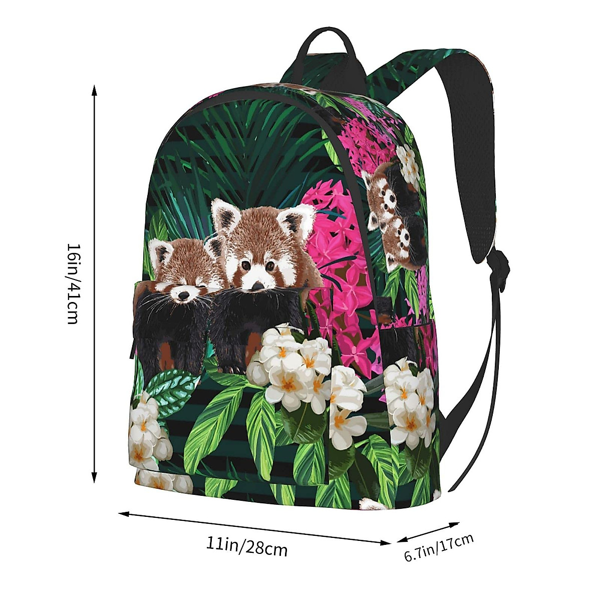 FeHuew 16 inch backpack Tropical Cute Red Panda Laptop Backpack Full Print School Bookbag Shoulder Bag for Travel Daypack