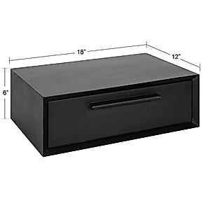 Kate and Laurel McCutcheon Floating Wood Storage Shelf, 18 x 12 x 6, Black, Decorative Transitional Floating Wall Shelf with a Concealed Cubby Compartment