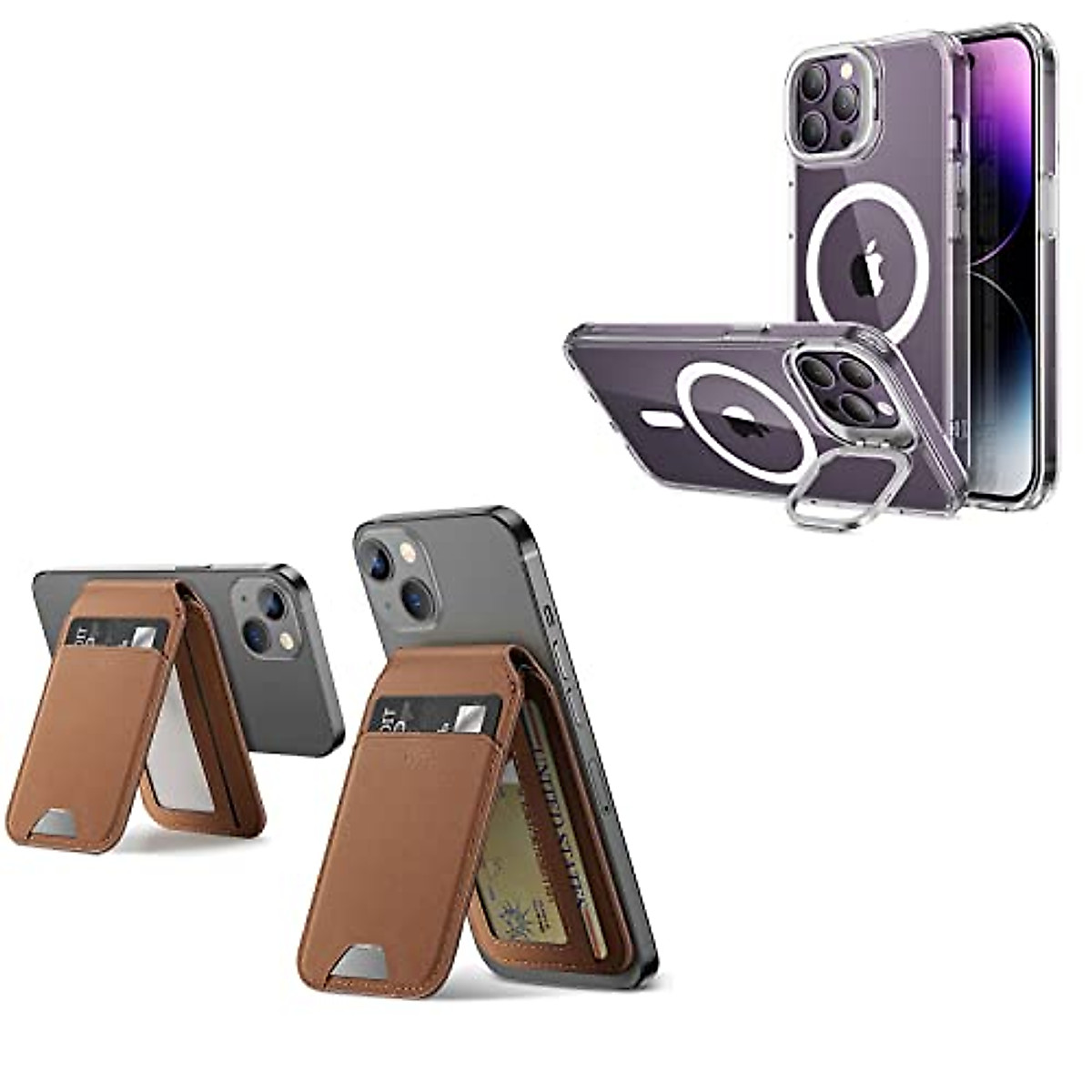 ESR HaloLock Vegan Leather Wallet Stand Classic Kickstand Case with HaloLock Compatible with iPhone 14 Pro Max Case, MagSafe-Compatible Case with Stand, Military-Grade Protection