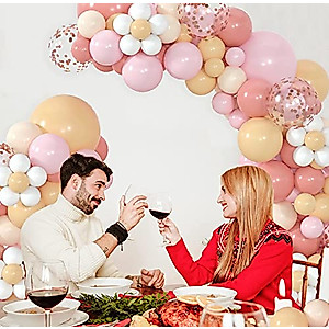 Boho Daisy Balloon Garland Retro Dusty Pink Blush Nude Light Pink Pastel Orange White Balloons Rose Gold Confetti Balloon Arch Kit for Baby Shower Wedding Birthday Party Decorations