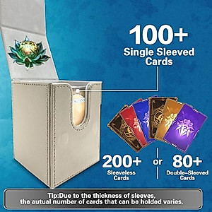 PROMAXIBINDER MTG Commander Deck Box, Fits 100+ Single Sleeved Cards, Strong Magnet Magic Gathering Deck Box, PU Leather Magic Gathering Deck Box for TCG, CCG, MTG Cards (Grey)