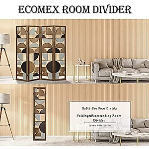 ECOMEX 4 Panel Room Divider,Freestanding Folding Room Divider Screen, Cutout Room Divider Wall, Room Dividers and Room Partition for Home Office（Classic Color）